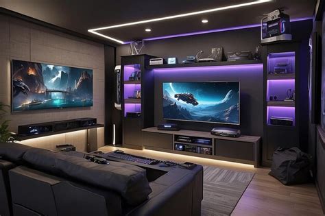 Premium Photo Hidden Gaming Console Storage Gamer Setup