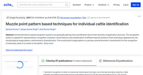 Citation Report Muzzle Point Pattern Based Techniques For Individual Cattle Identification