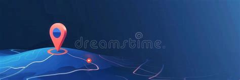 A Minimalist And Sleek Design Featuring A Red Location Pin On A Blue Map Background Perfect For