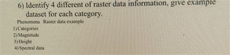 Solved Identify 4 ﻿different Of Raster Data Information