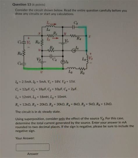 solved question 13 6 points consider the circuit shown