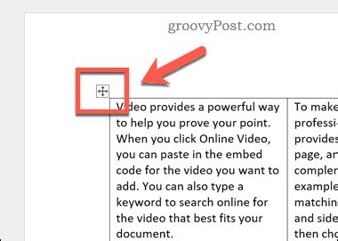 How To Move A Table In Word
