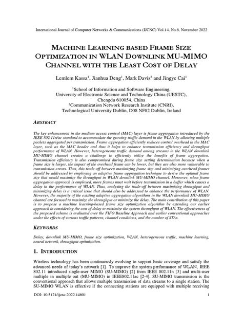 Machine Learning Based Frame Size Optimization In Wlan Downlink Mu Mimo