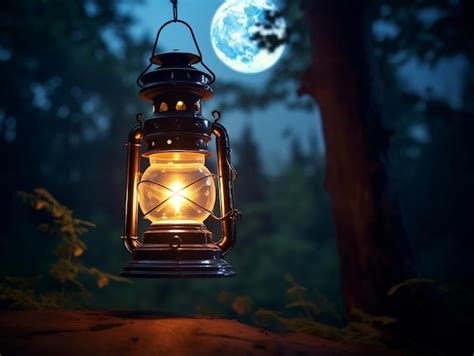 Premium Photo Beautiful Lantern With The Moon In The Background