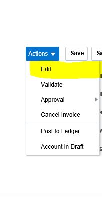 Oracle Application S Blog Payables Invoice Adjustment Edit Distribution In Oracle Fusion