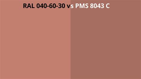 Ral 040 60 30 Vs Pms 8043 C Ral Colour Chart Uk