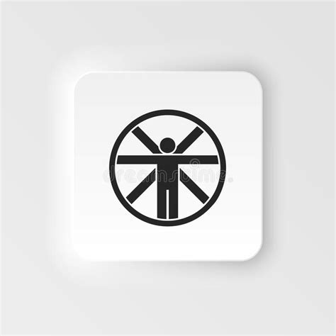 Vitruvian Man Bioengineering Neumorphic Style Vector Icon