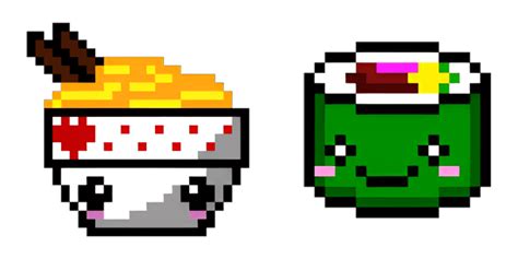 Cute Ramen And Sushi Roll Pixel Cursor Cute Cursors Sweezy