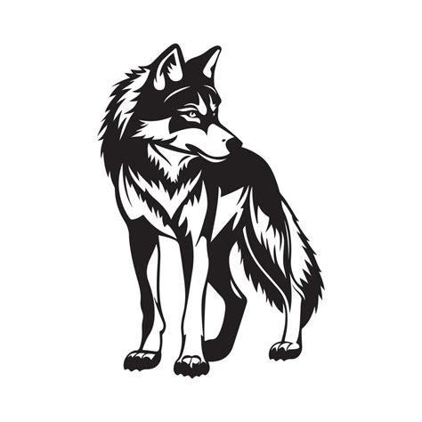 Wolf Image Wolf Black And White Isolated On White 46035590 Vector Art