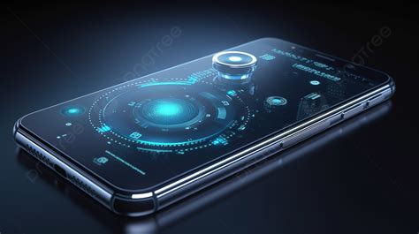 Blue Background Showcases 3d Rendered Smartphone Camera Interface
