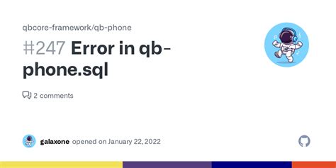 Error In Qb Phonesql · Issue 247 · Qbcore Frameworkqb Phone · Github