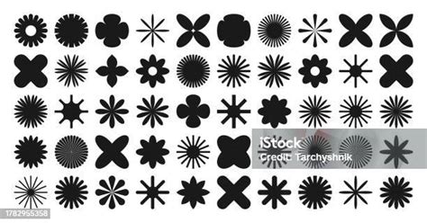 잔인한 기하학적 모양 기호 간단한 기본 요소 및 형태 바우하우스 복고풍 디자인 트렌디한 컨템포러리 미니멀리즘 스타일 벡터 그림