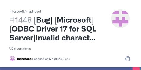 [bug] [microsoft][odbc driver 17 for sql server]invalid character value