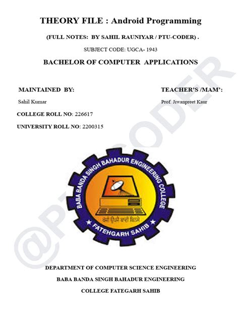 Theory File Android Programming 6th Sem Pdf Android Operating System Cloud Computing