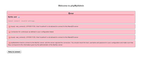 Host Is Not Allowed To Connect To This Mariadb Server Xampp