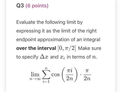 solved evaluate the following limit by expressing it as the