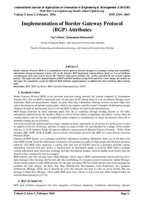 Pdf Implementation Of Border Gateway Protocol Bgp Attributes