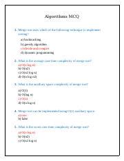 Comprehensive Study Guide On Algorithms Multiple Choice Questions Course Hero
