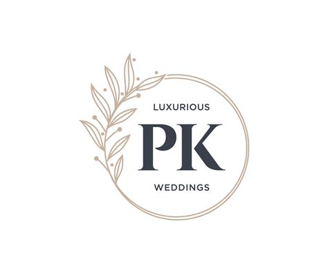 Pk Initials Letter Wedding Monogram Logos Template Hand Drawn Modern Minimalistic And Floral