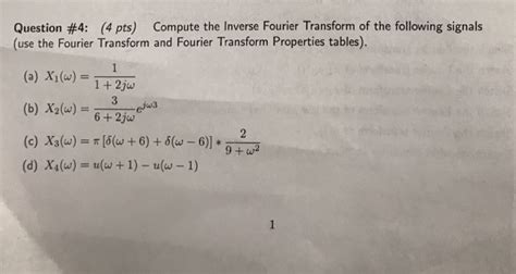 Solved Question 4 4 Pts Compute The Inverse Fourier