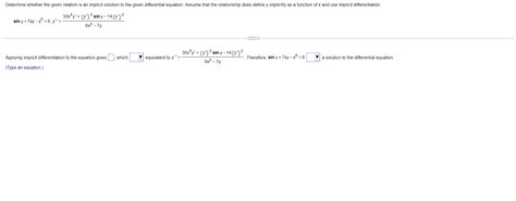 solved determine whether the given relation is an implicit