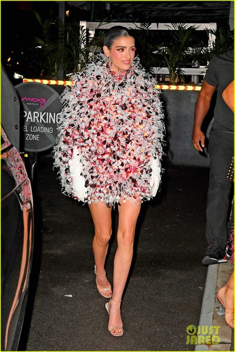 Dixie Damelio Steps Out In A Dramatic Feather Dress For Justin Bieber