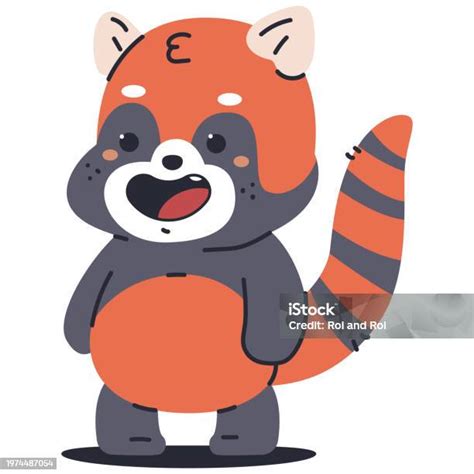 귀여운 빨간 아기 팬더 벡터 만화 캐릭터 일러스트 흰색 배경에 고립되어 있습니다 갈고리 발톱에 대한 스톡 벡터 아트 및 기타 이미지 갈고리 발톱 곰 귀여운 Istock
