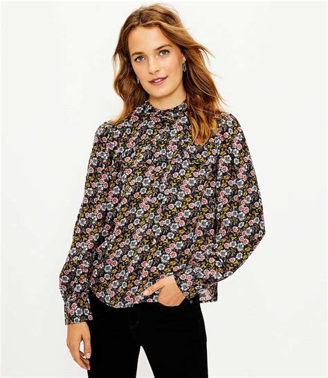 Floral Ruffle Blouse Loft Women Ruffle Blouse Women Long Sleeve