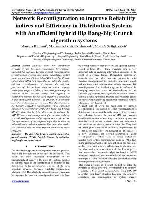 Network Reconfiguration To Improve Reliability Indices And Efficiency
