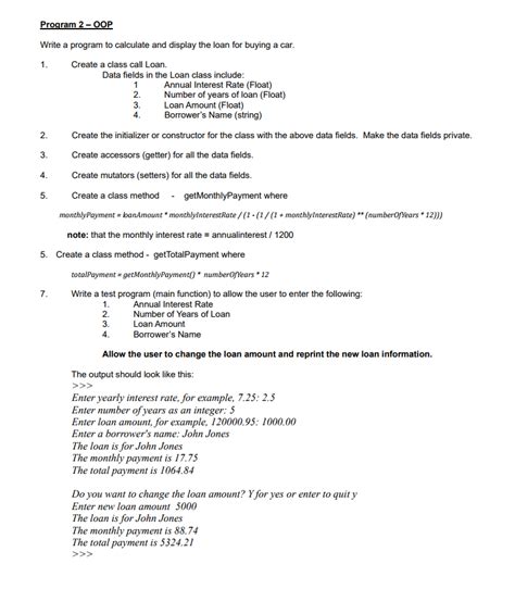 Solved Program 2 Oop Write A Program To Calculate And