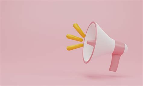 3d 렌더링 3d 그림입니다 확성기 분홍색 파스텔 배경의 확성기 현대 평면 만화 스타일 미니멀 발표 컨셉 0명에 대한 스톡 사진