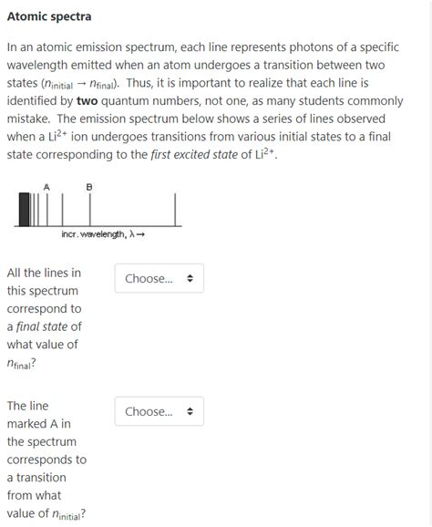 Solved Atomic Spectra In An Atomic Emission Spectrum Each