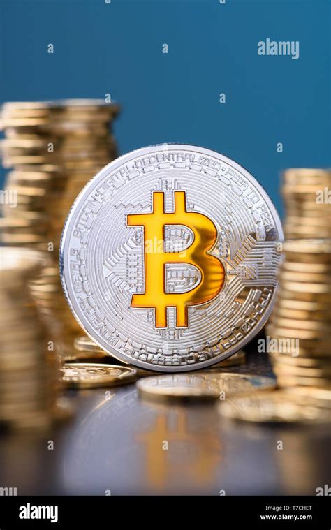 Bitcoin Bitcoin Coin Bit Golden Bit Sybmol Logo With Gold Coins Stacks