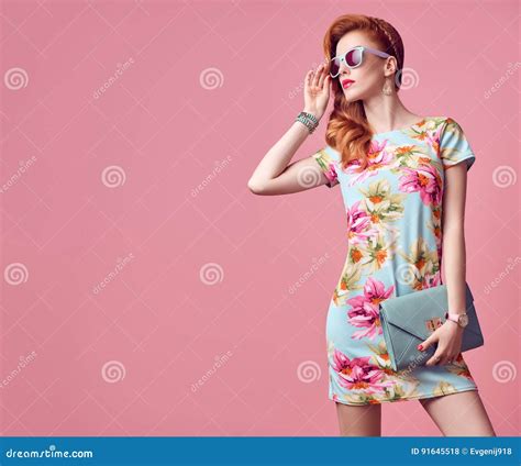 Fashion Beauty Glamour Stylish Redhead Model Stock Photo Image Of