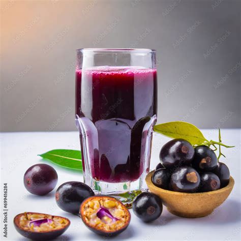 Juice Of Jamun Fruit In A Glass Also Called As Java Plum Jambolan Plum Jambhul Syzygium