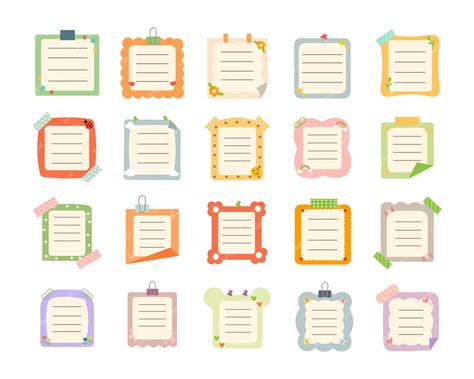 Premium Vector Blank Cute Paper Notes Vector Illustration Element Set Of Paper Notes Vector