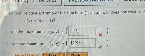solved find all relative extrema of the function if an