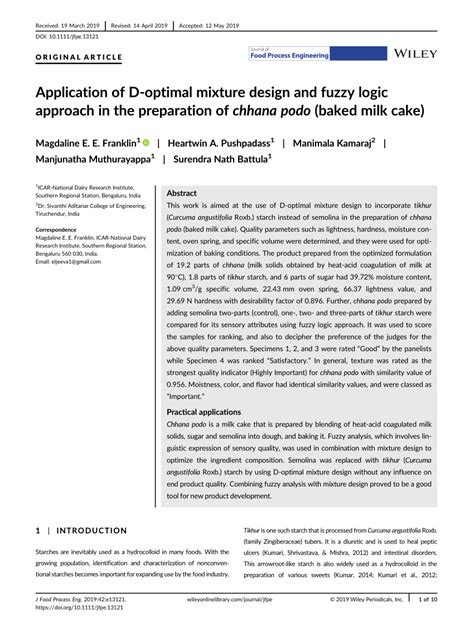 Application Of D‐optimal Mixture Design And Fuzzy Logic Approach In The