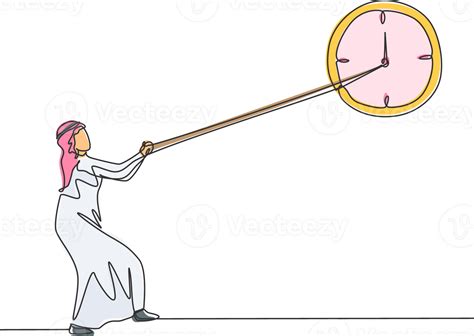 Single Continuous Line Drawing Young Arab Business Man Pulling Single Continuous Line Drawing Young Arab Business Man Pulling