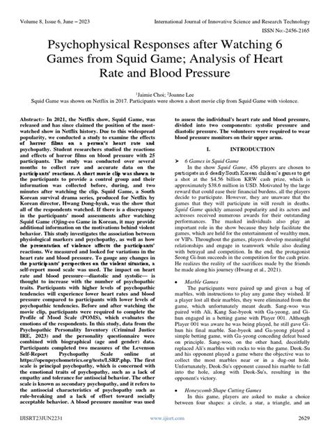 Psychophysical Responses After Watching 6 Games From Squid Game
