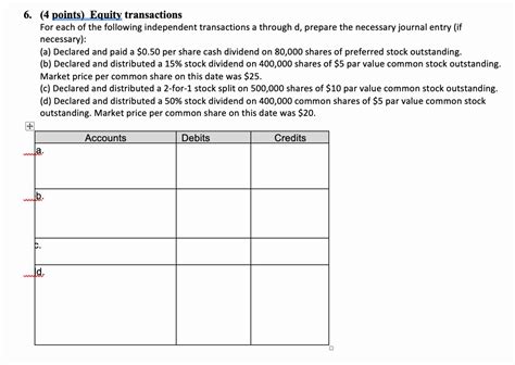 solved 1 4 ﻿points ﻿equity transactionsfor each of
