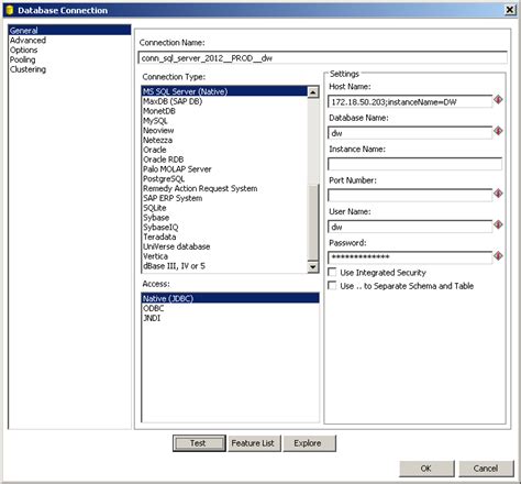 pl dwh pentaho data integration connection sql server 2012 cluster