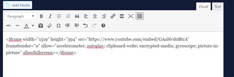 Wp Enqueue Script Wpeditor Youtube Link Does Not Load Video