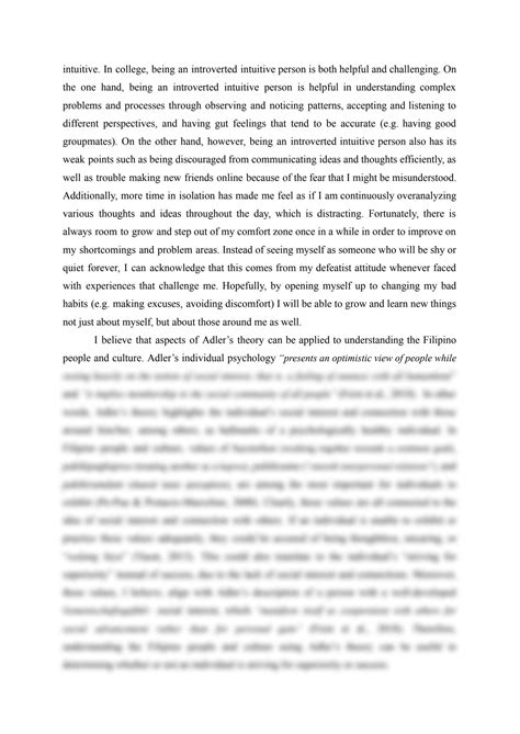 Solution Theories Of Personality Reflection Paper Psychodynamic