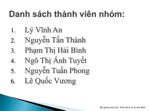 PPT Danh sách thành viên nhóm PowerPoint Presentation free download ID 6973055