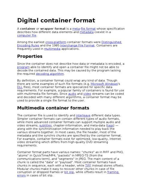 Digital Container Format Pdf File Format Computer File Formats