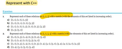 Solved Represent With C Exercises Represent Each Of Chegg