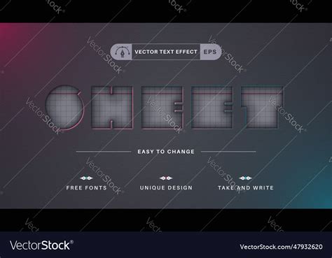 Emboss Glow Editable Text Effect Font Style Vector Image