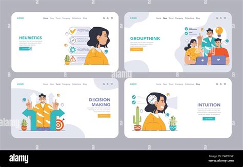 Decision Making Web Or Landing Set Strategic Thinking Brainstorming And Solution Research