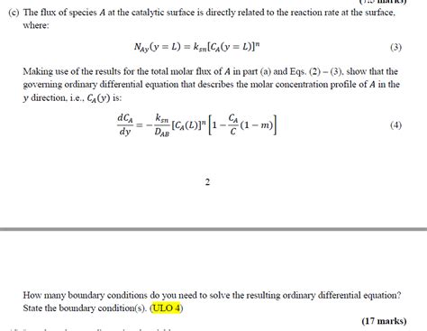 Diffusion In A Binary Gas With Heterogenous Reaction Chegg